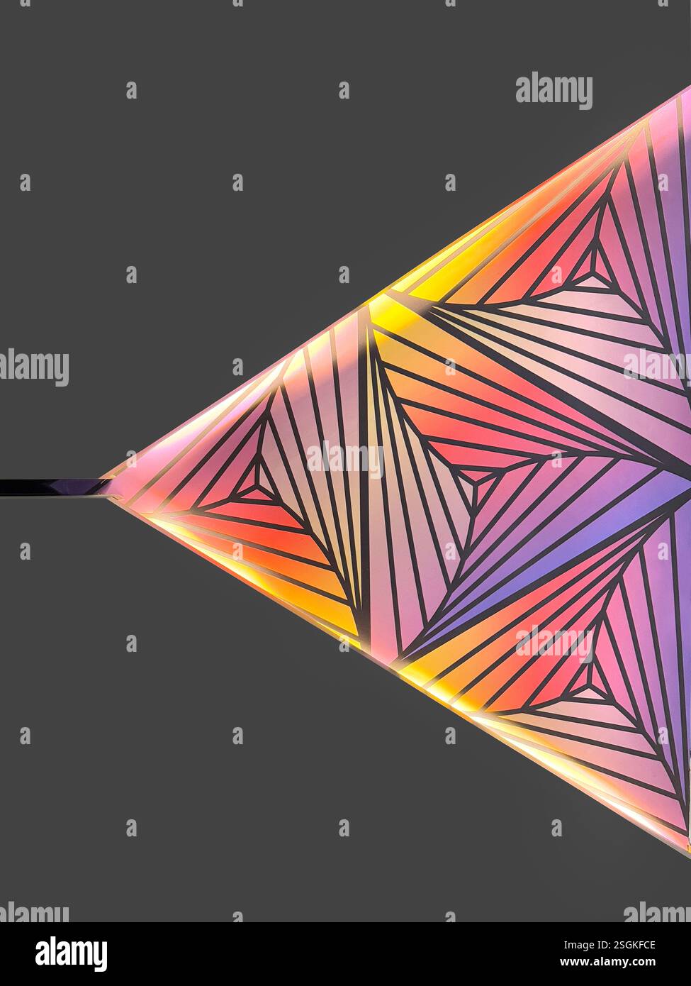 Colorful RGB color poster with 3D optical illusion forming geometrical ...