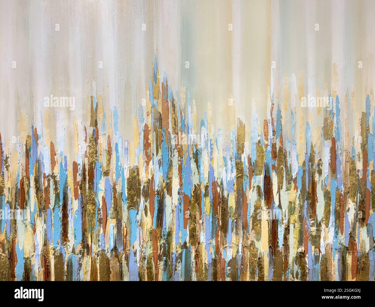 Photo of rustic and weathered wood panel painted in colorful stripes ...