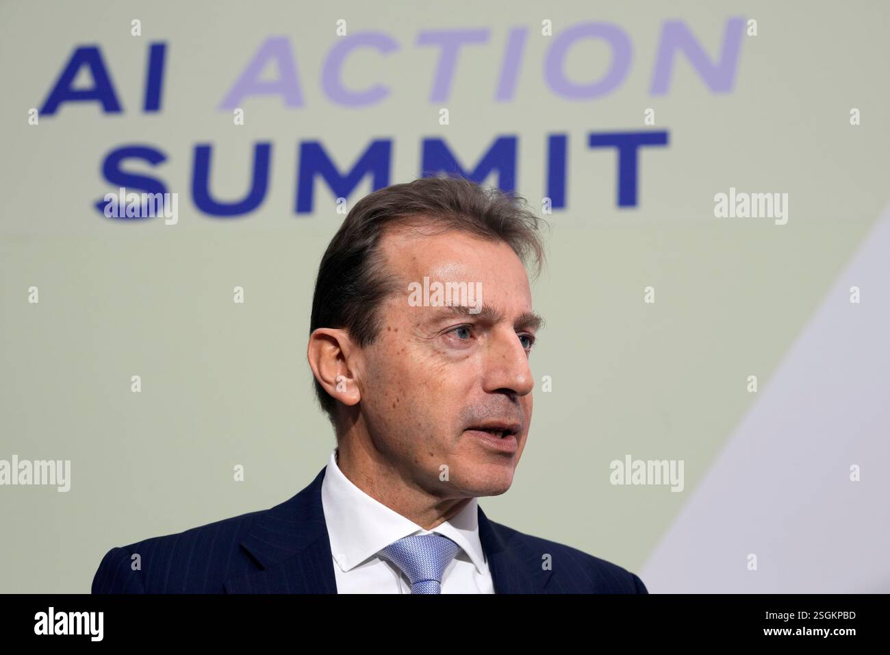 Guillaume Faury, CEO of Airbus, attends a panel discussion at an ...