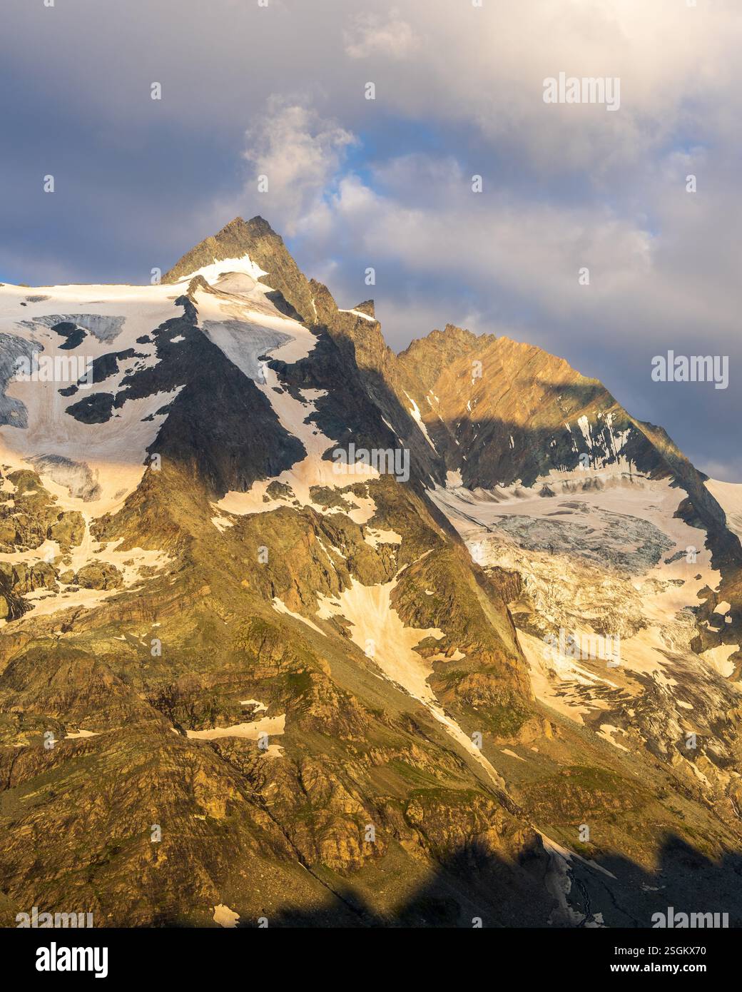 Snowy peaks of highest mountain in Austria - Grossglockner in early ...