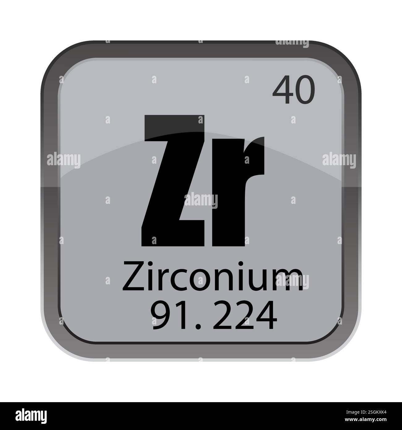 Zirconium element icon. Atomic number 40. Zr chemical symbol. Vector ...