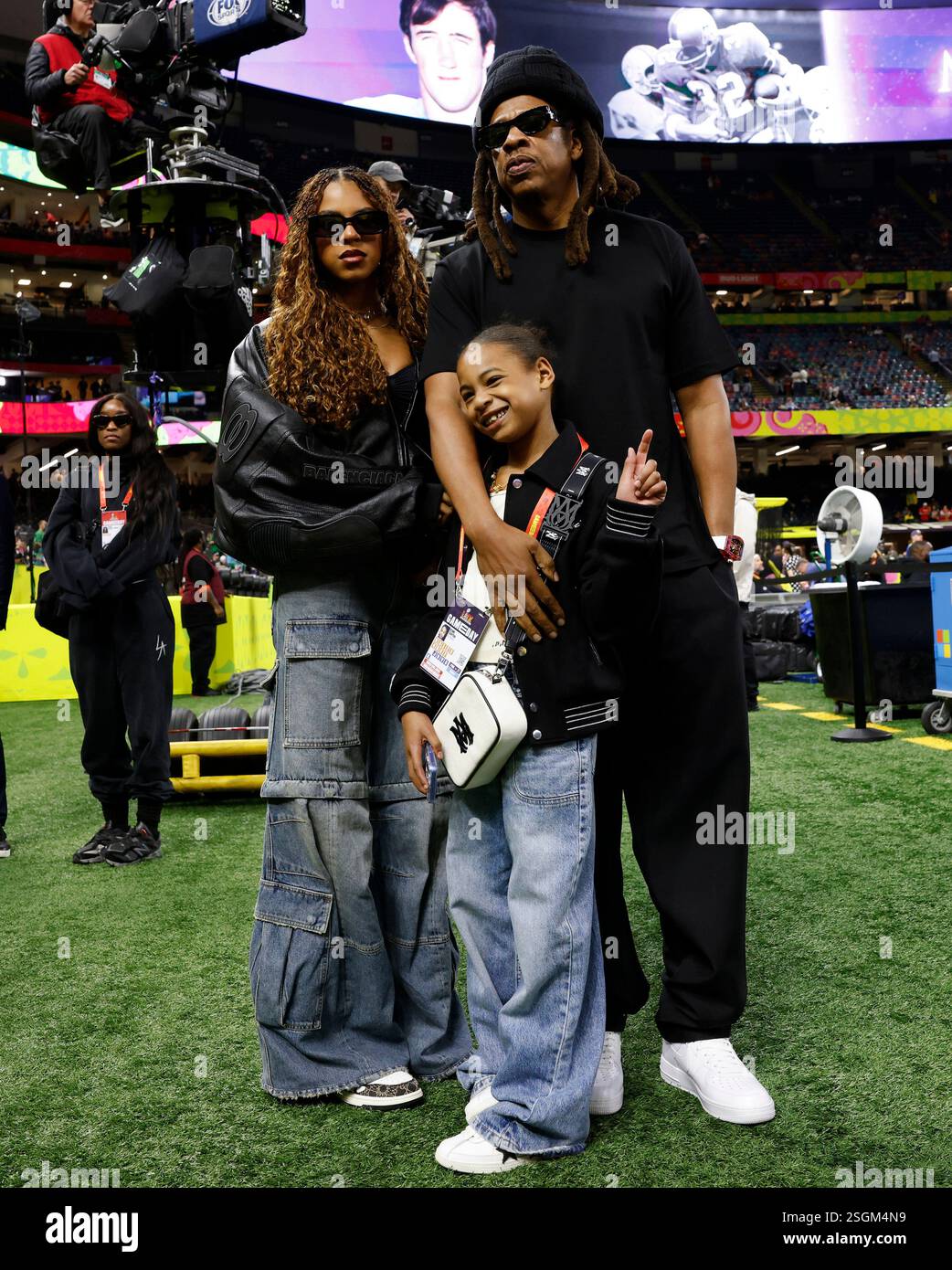 New Orleans, United States. 09th Feb, 2025. Entertainer Jay-Z stands on ...