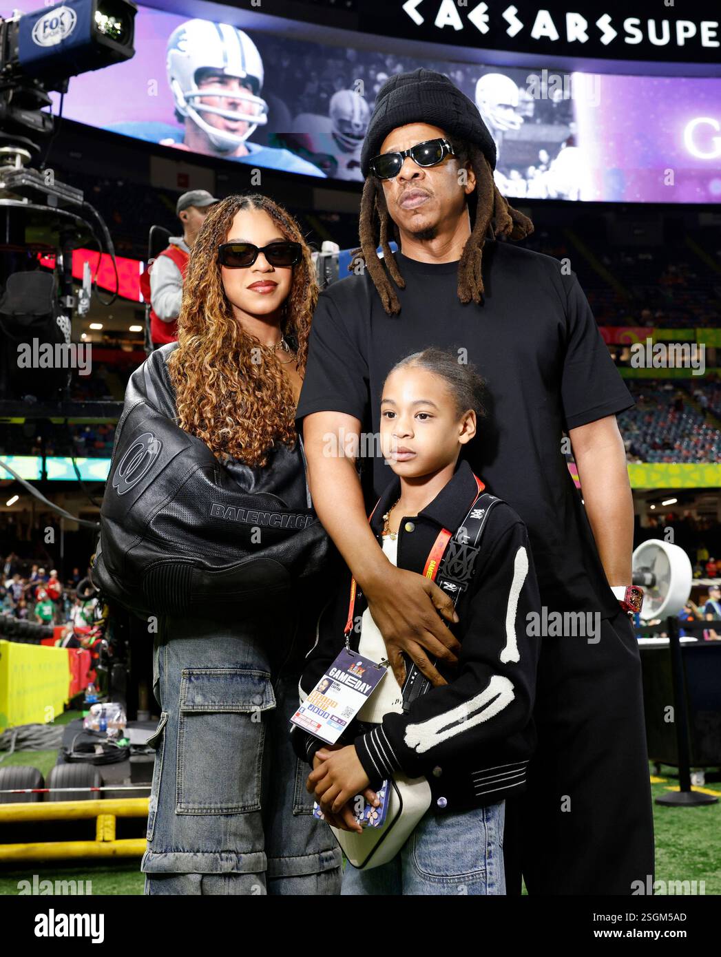 New Orleans, United States. 09th Feb, 2025. Entertainer Jay-Z stands on ...