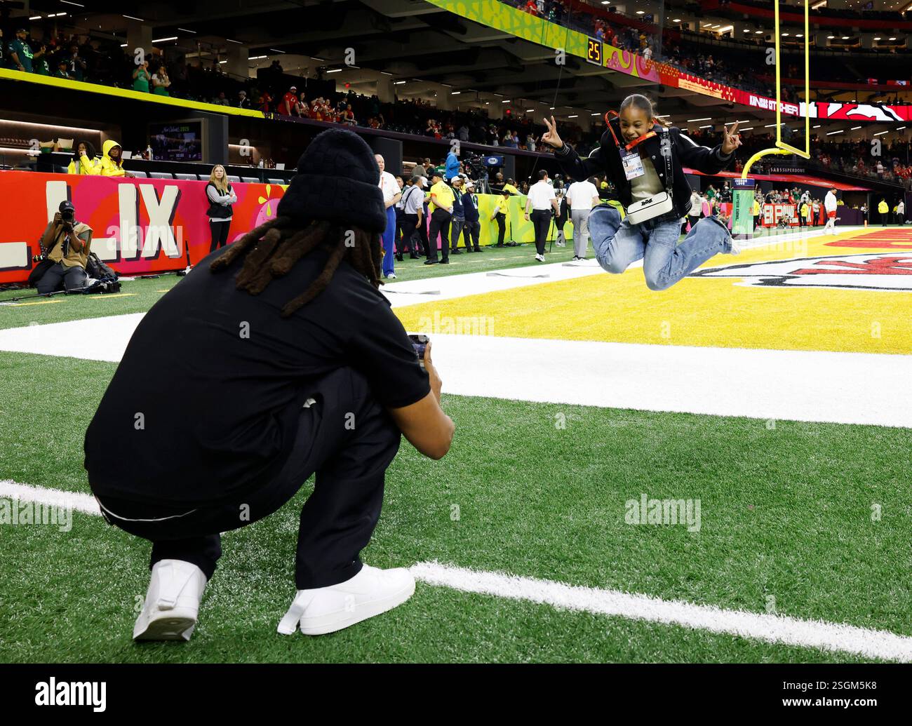 New Orleans, United States. 09th Feb, 2025. Entertainer Jay-Z makes a ...