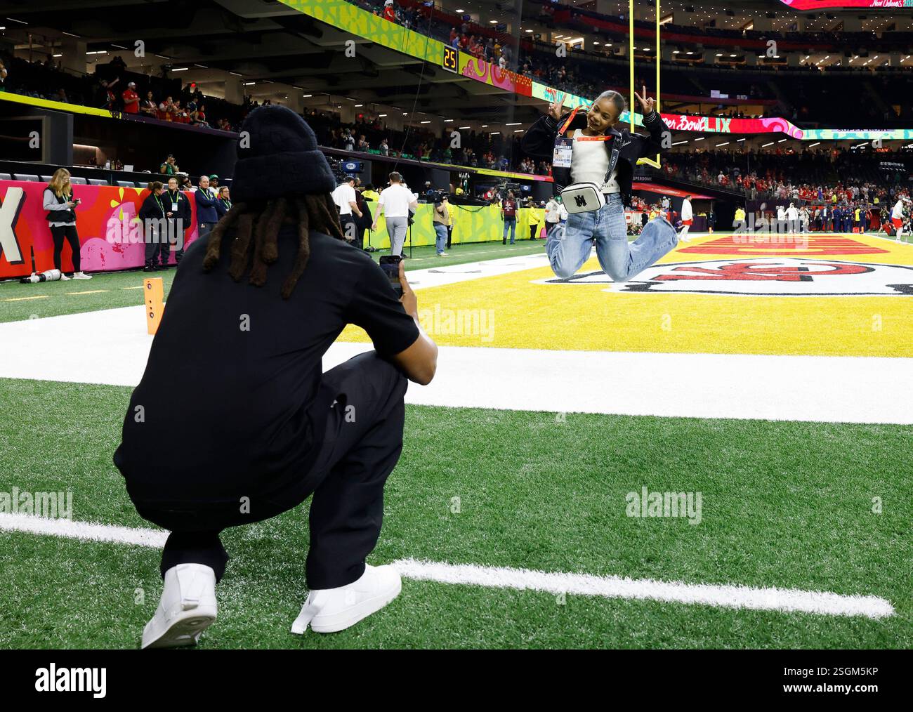 New Orleans, United States. 09th Feb, 2025. Entertainer Jay-Z makes a ...