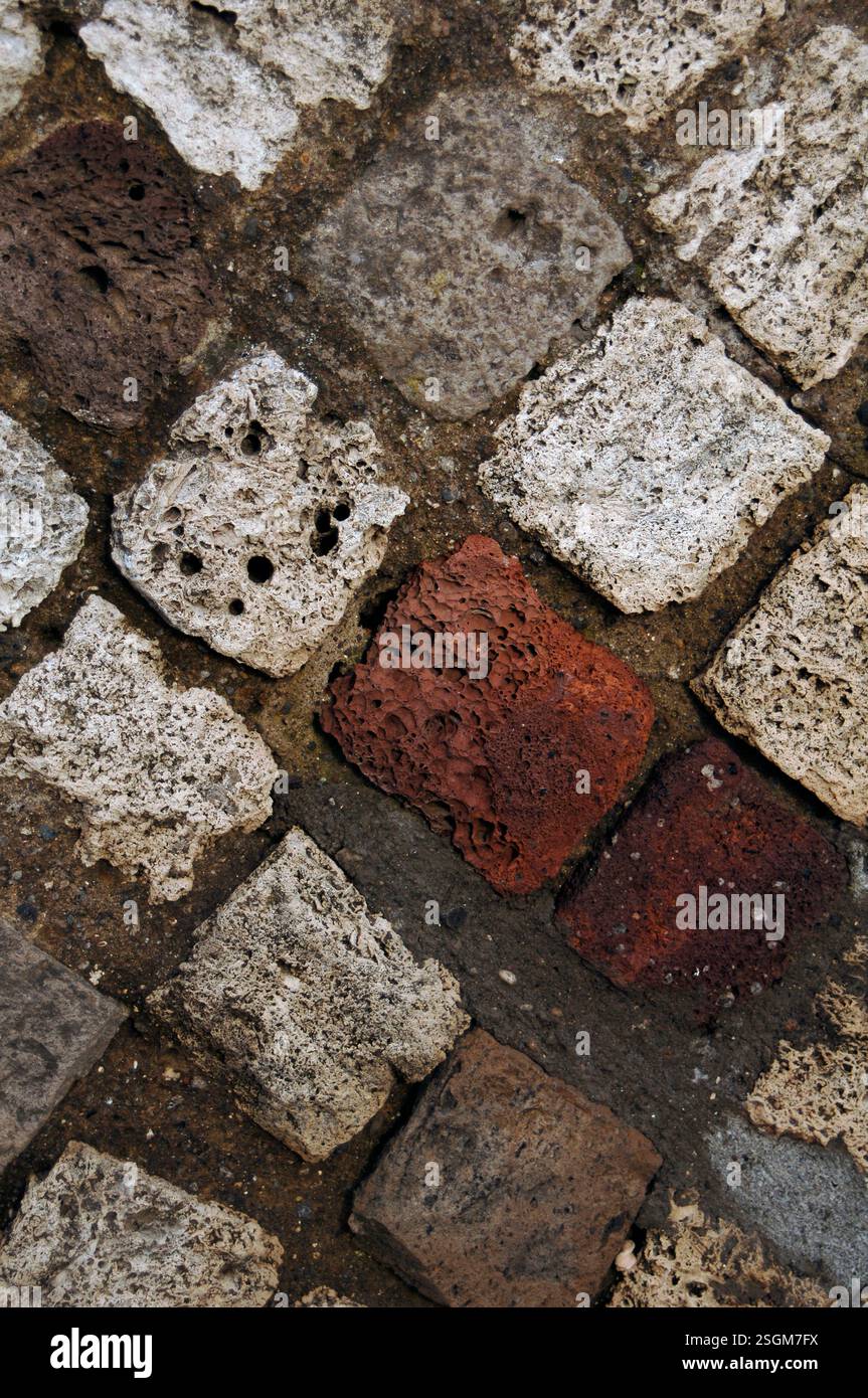 Wall detail, Pompeii, Italy, 2009. The Roman city of Pompeii was buried ...