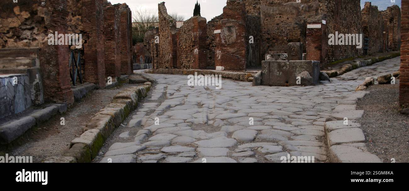 Cobbled streets, Pompeii, Italy, 2009. The Roman city of Pompeii was ...