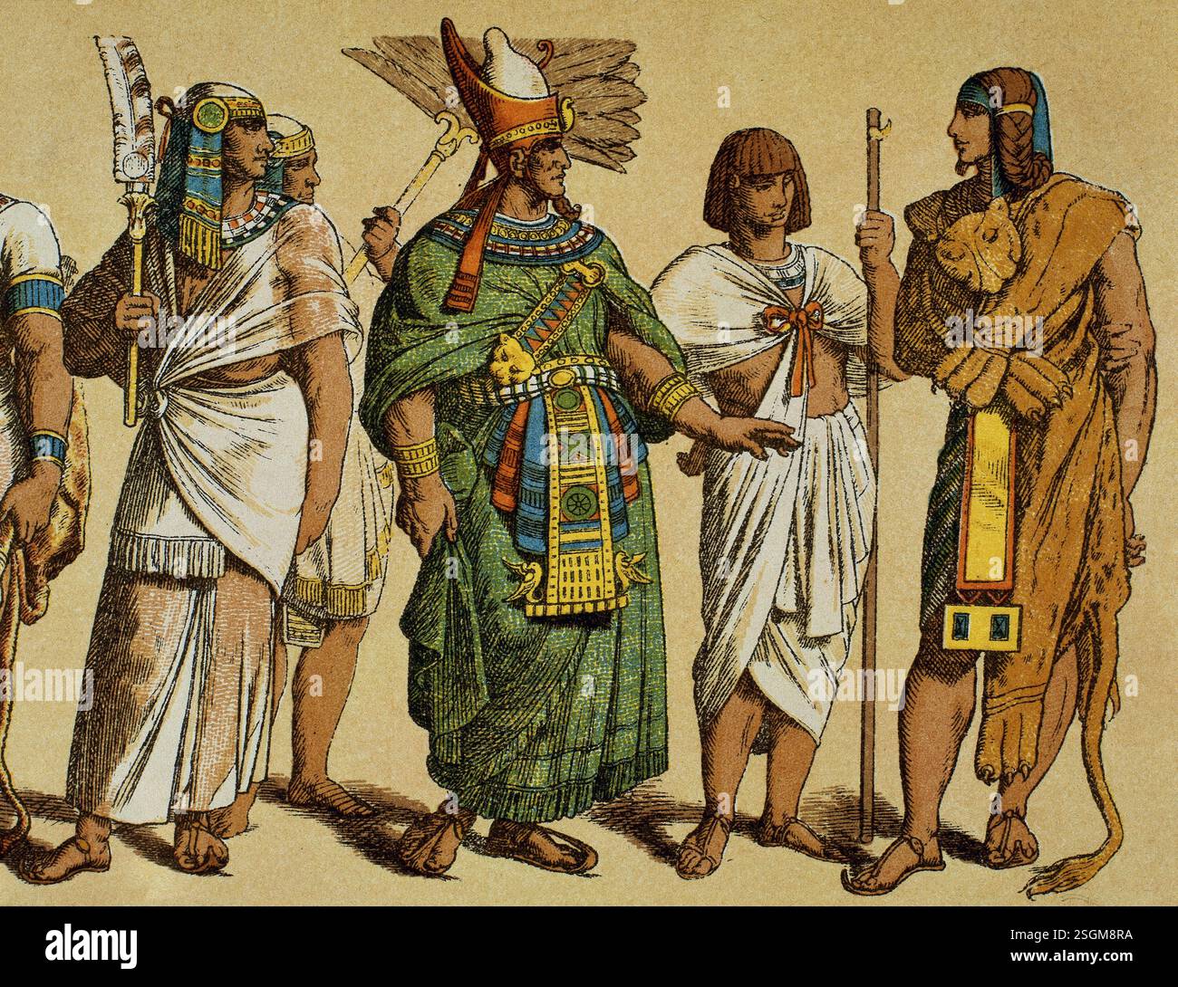 Pharaoh wearing the pschent or double crown with public servants and ...
