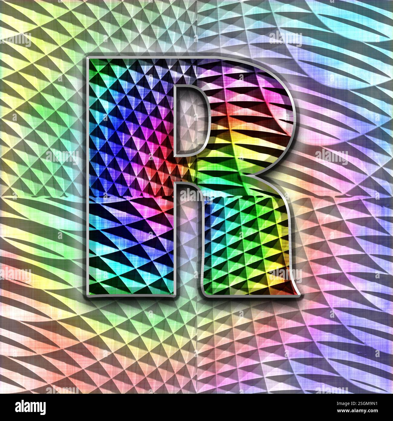 capital letter R with rainbow colors and genuine design "fabric baffled ...