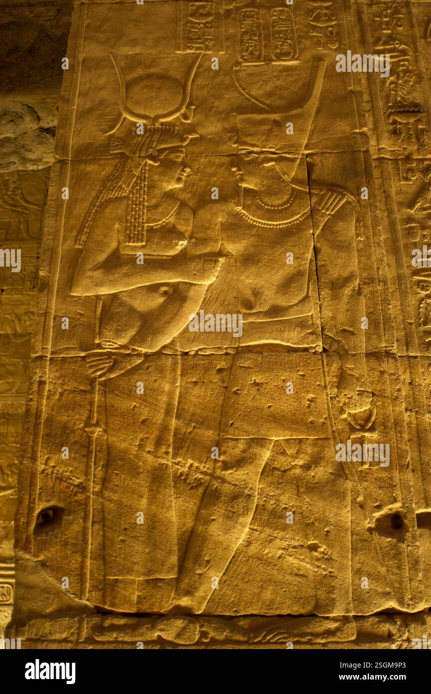 The Pharaoh making offerings to the goddess Hathor, Temple of Edfu ...
