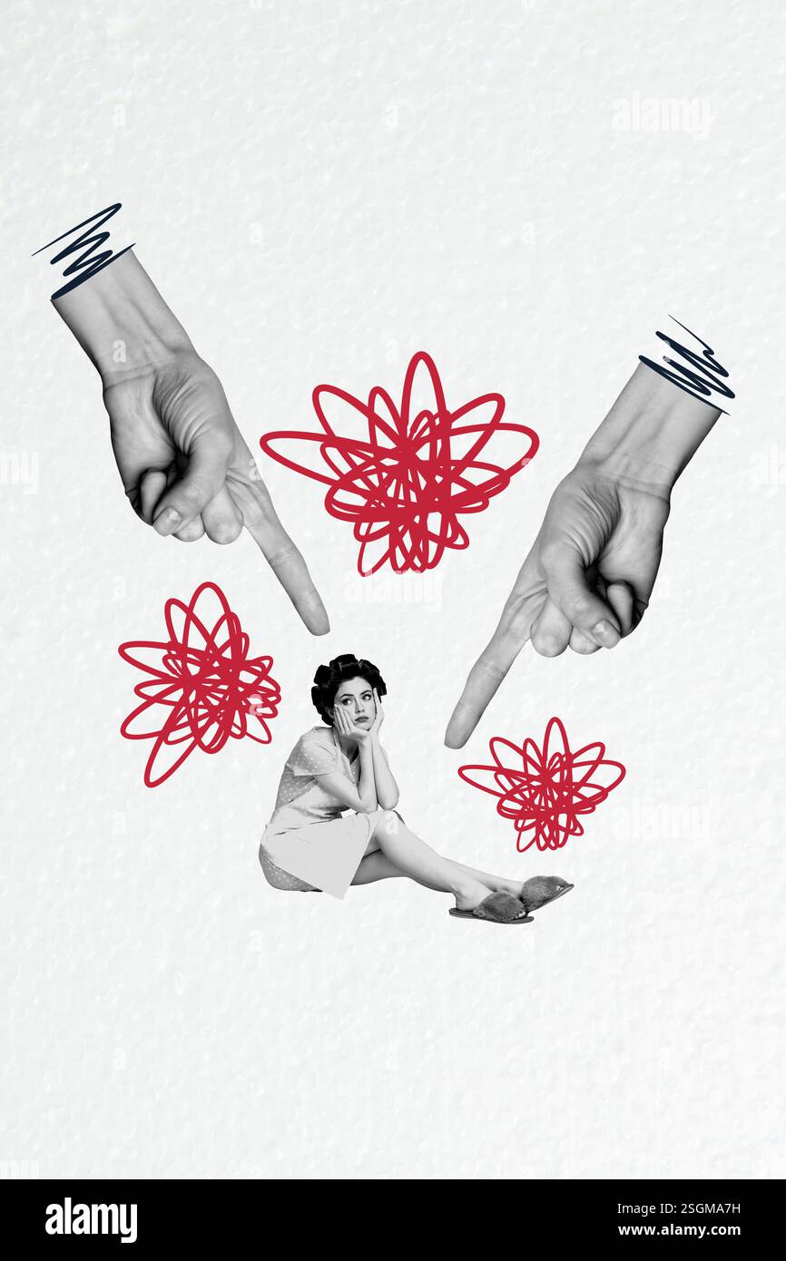 3D photo collage template trend artwork composite of young lady sit ...