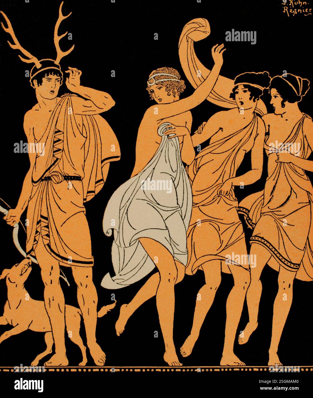 Myth of Diana and Actaeon, before 1936. Actaeon surprising Diana in the ...