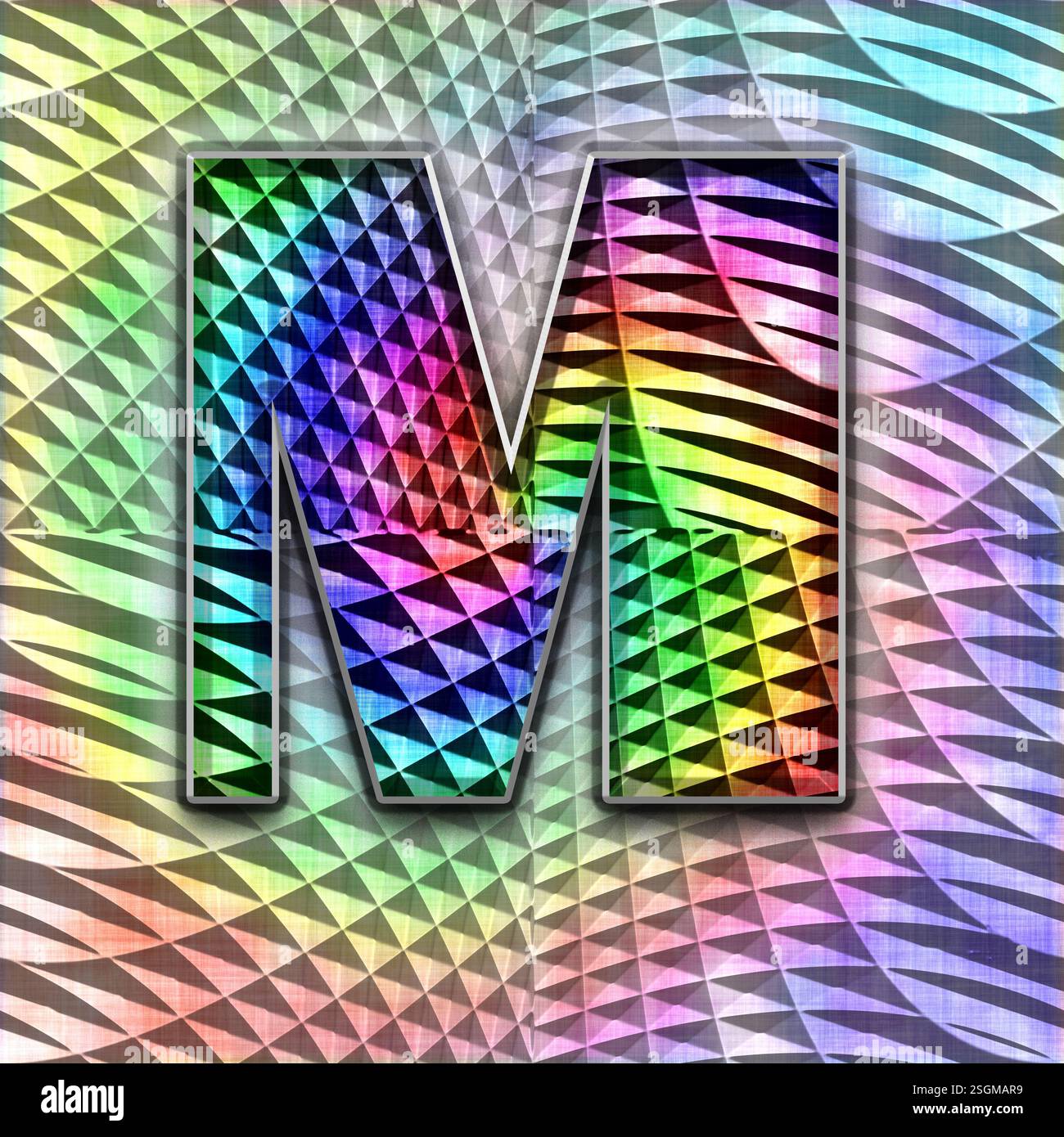 capital letter M with rainbow colors and genuine design "fabric baffled ...