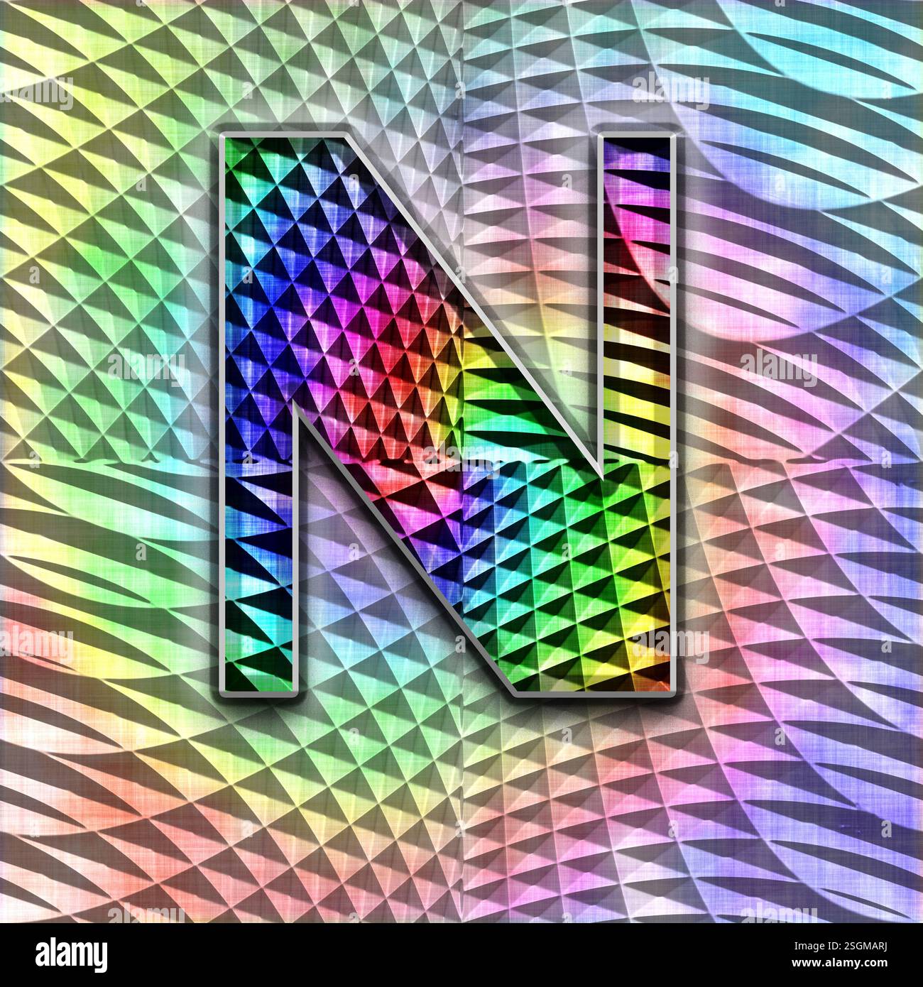 capital letter N with rainbow colors and genuine design "fabric baffled ...