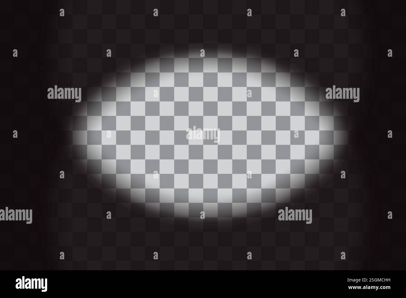 Transparent spotlight background. Checkered vignette overlay. Black ...