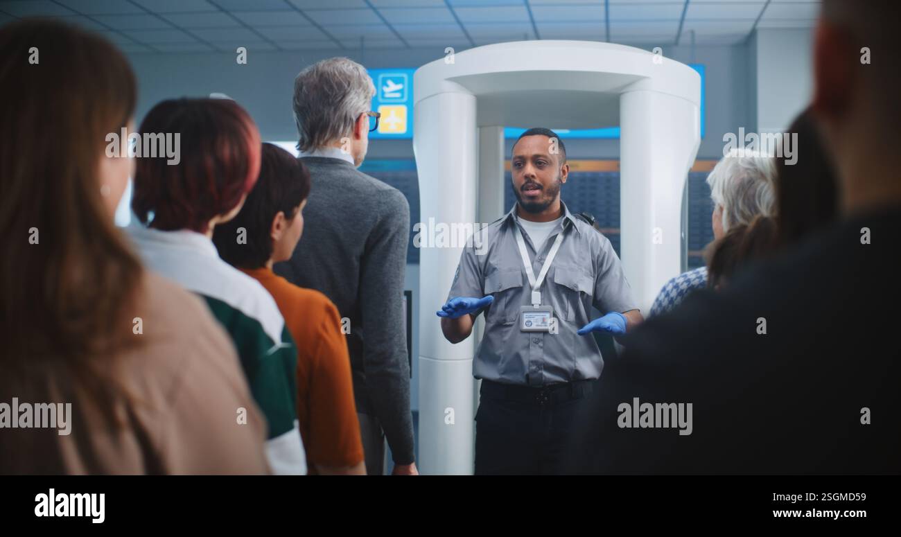 Airport Security Checkpoint: African American Security Officer ...