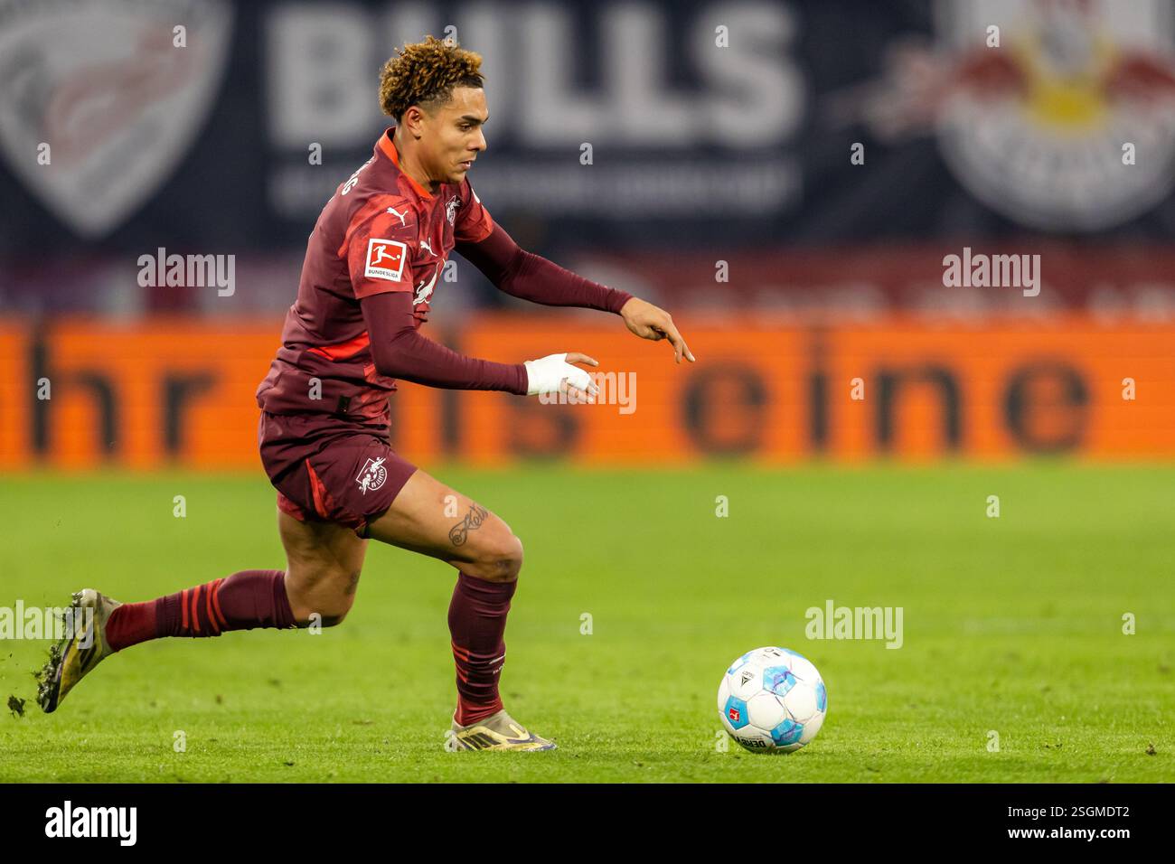 Leipzig, Germany. 09th Feb, 2025. Antonio Nusa (7) of RB Leipzig seen ...