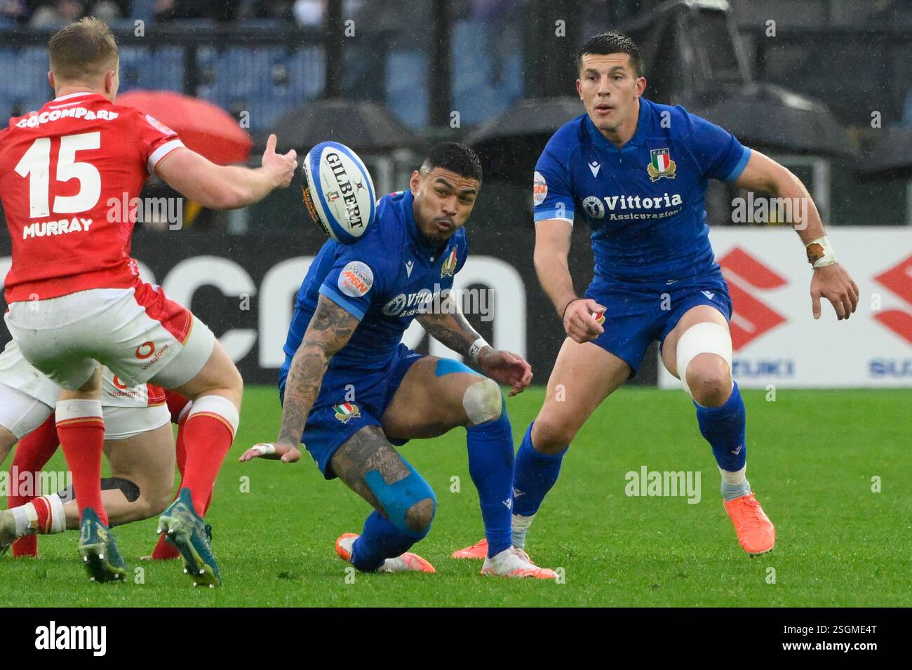 Roma, Italia. 08th Feb, 2025. Italia's Monty Ioane during the Six ...