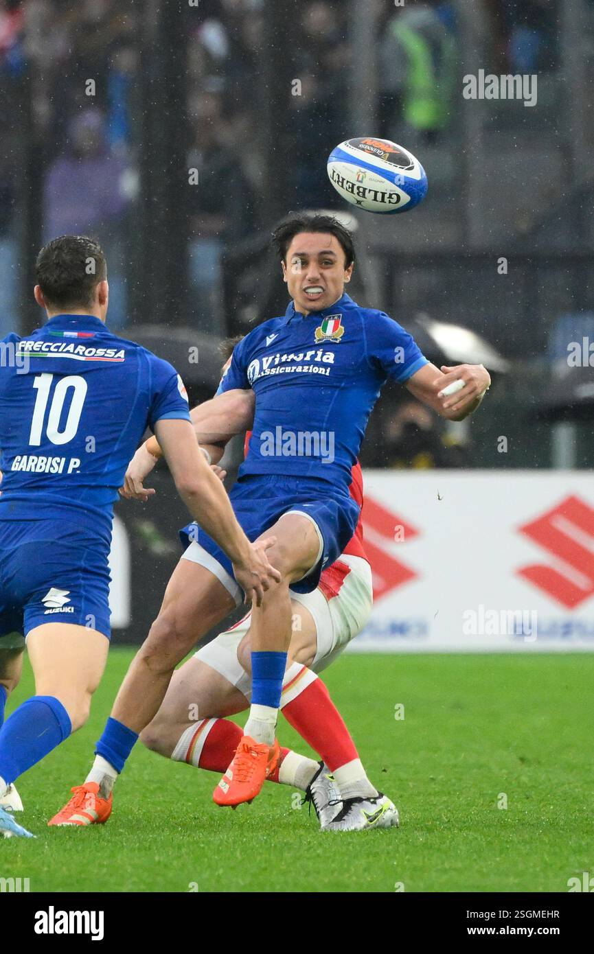 Roma, Italia. 08th Feb, 2025. Italia's Monty Ioane during the Six ...