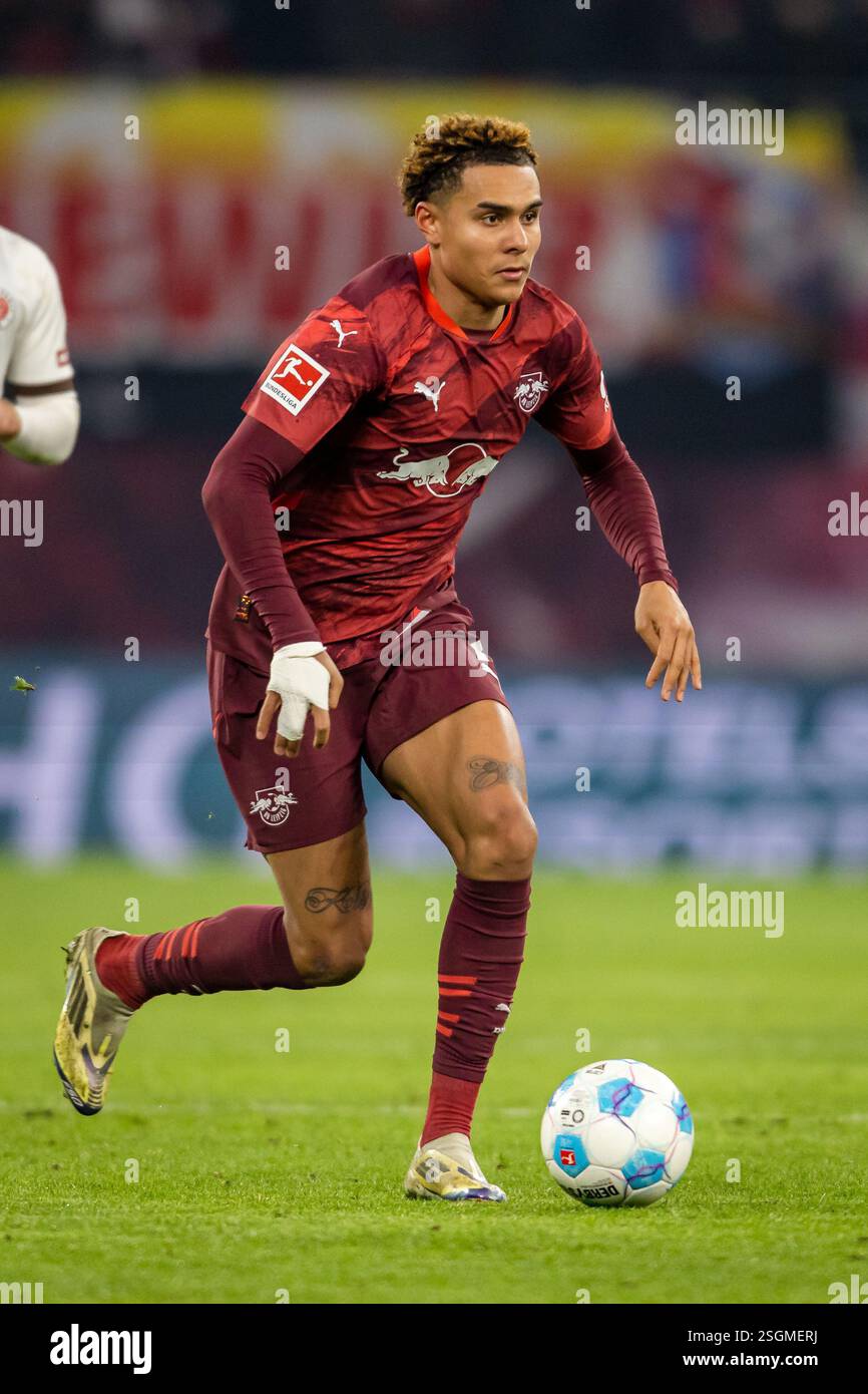 Leipzig, Germany. 09th Feb, 2025. Antonio Nusa (7) of RB Leipzig seen ...