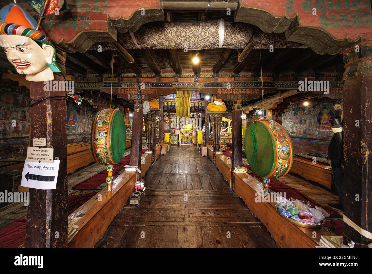Thiksey Monastery, Ladakh, India, 2023. Buddhist monastery, inside the ...