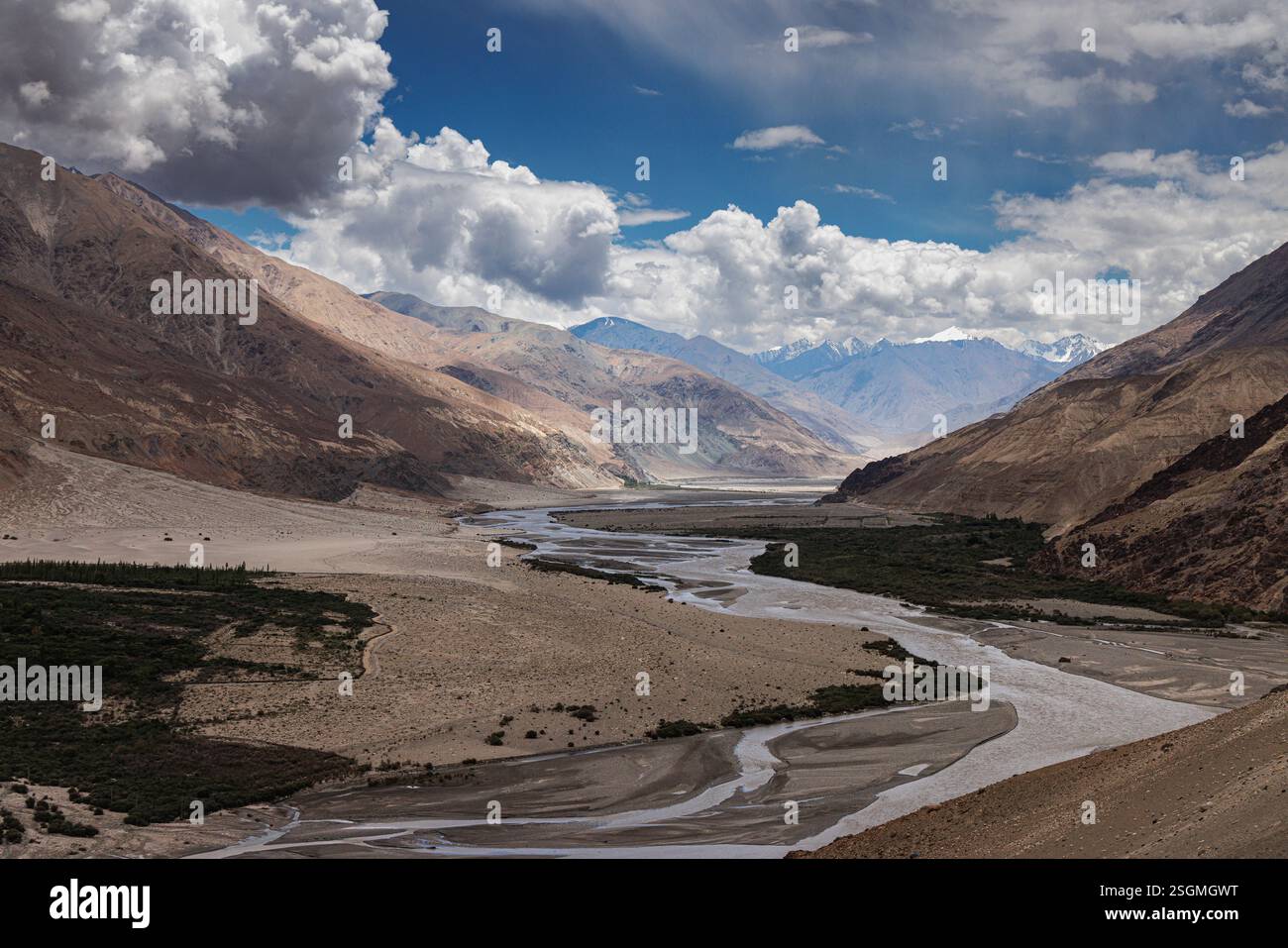 Shyok River, Nubra Valley, Ladakh, India, 2023. Tributary of the Indus ...
