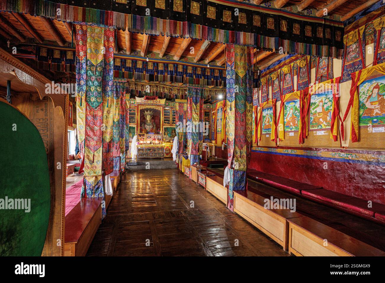 Diskit Monastery, Nubra Valley, Ladakh, India, 2023. Dukhang or Prayer ...