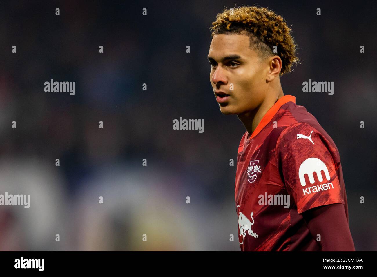 Leipzig, Germany. 09th Feb, 2025. Antonio Nusa (7) of RB Leipzig seen ...