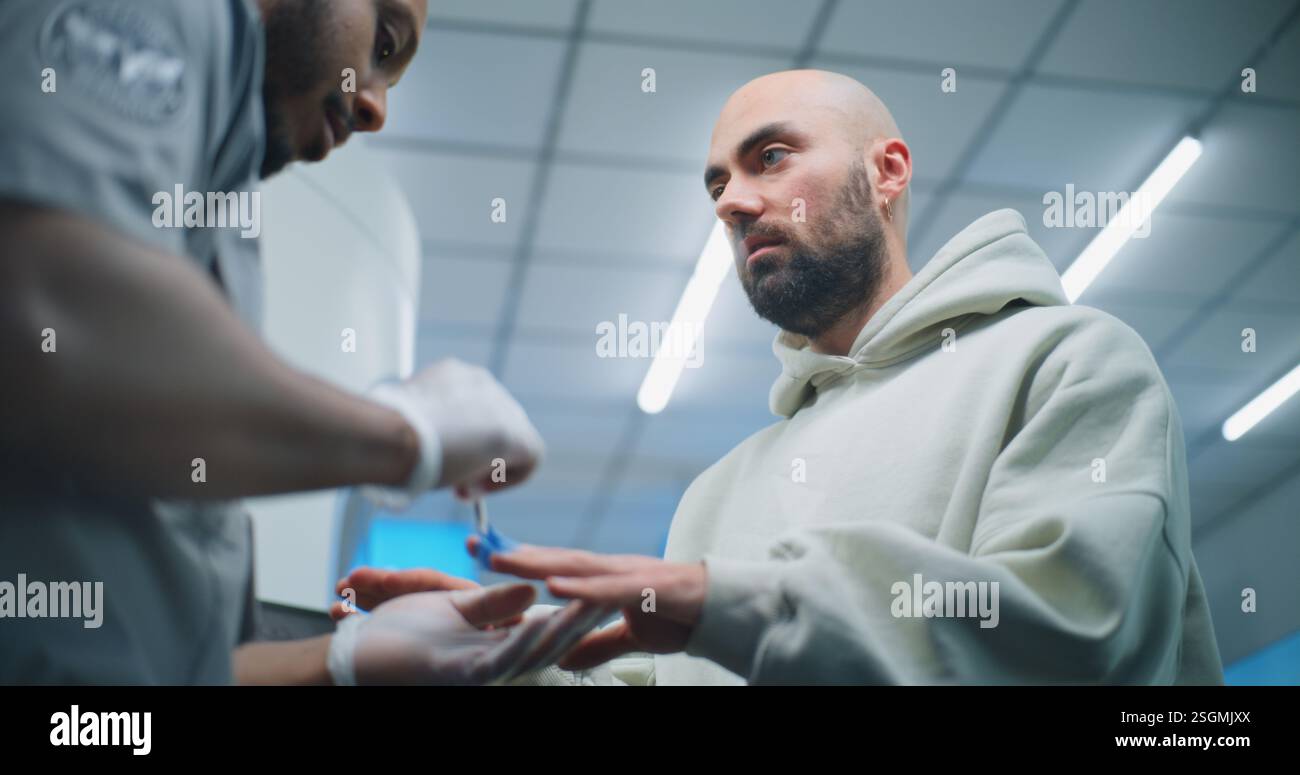 Airport Terminal: African American Security Officer Conducts TSA Hand ...