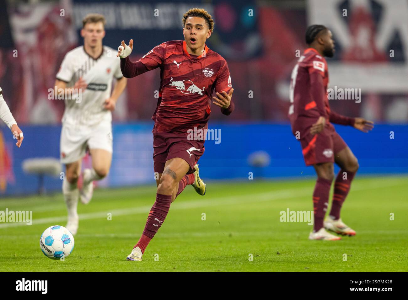 Leipzig, Germany. 09th Feb, 2025. Antonio Nusa (7) of RB Leipzig seen ...