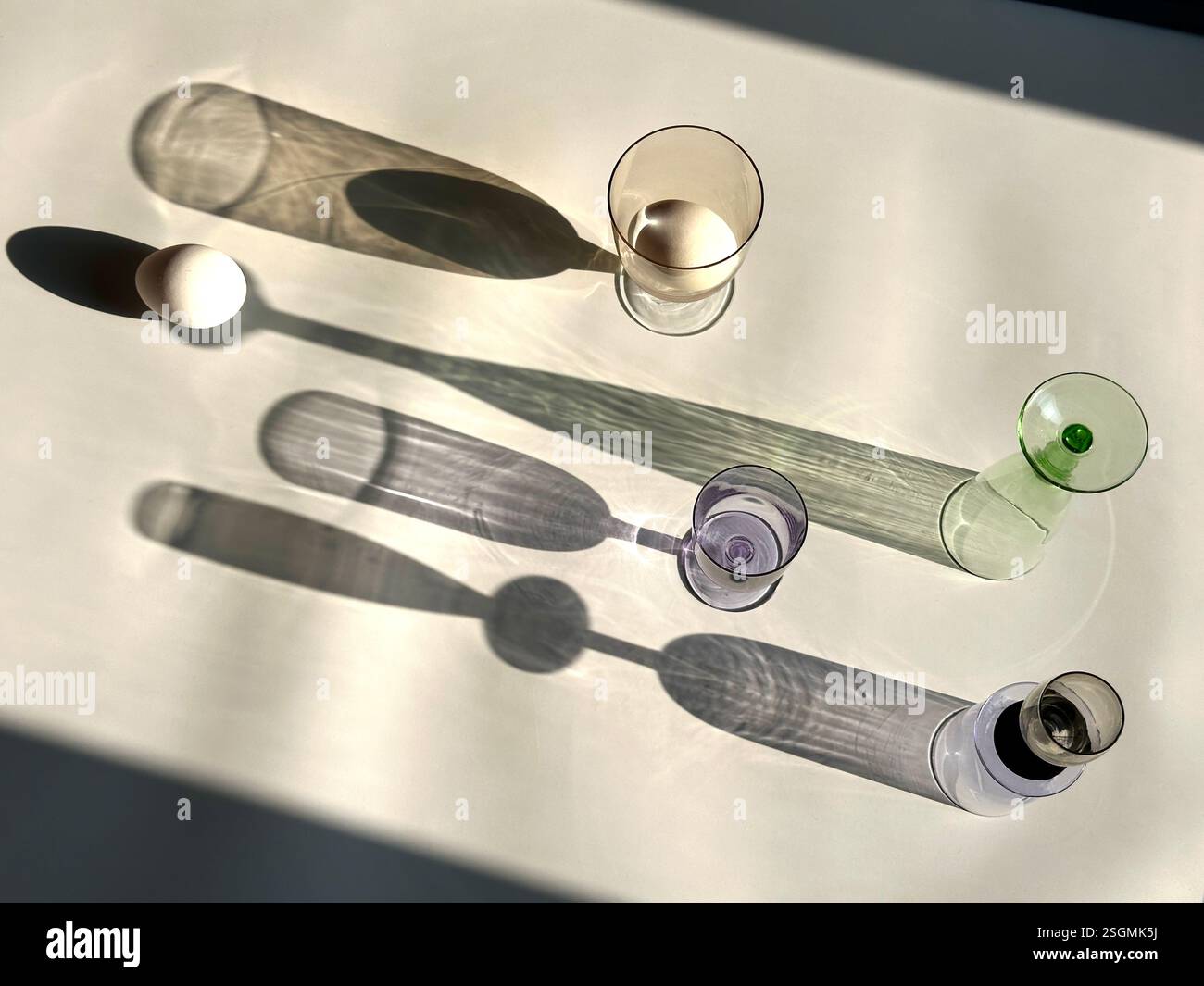 still life with glasses and eggs Stock Photo - Alamy