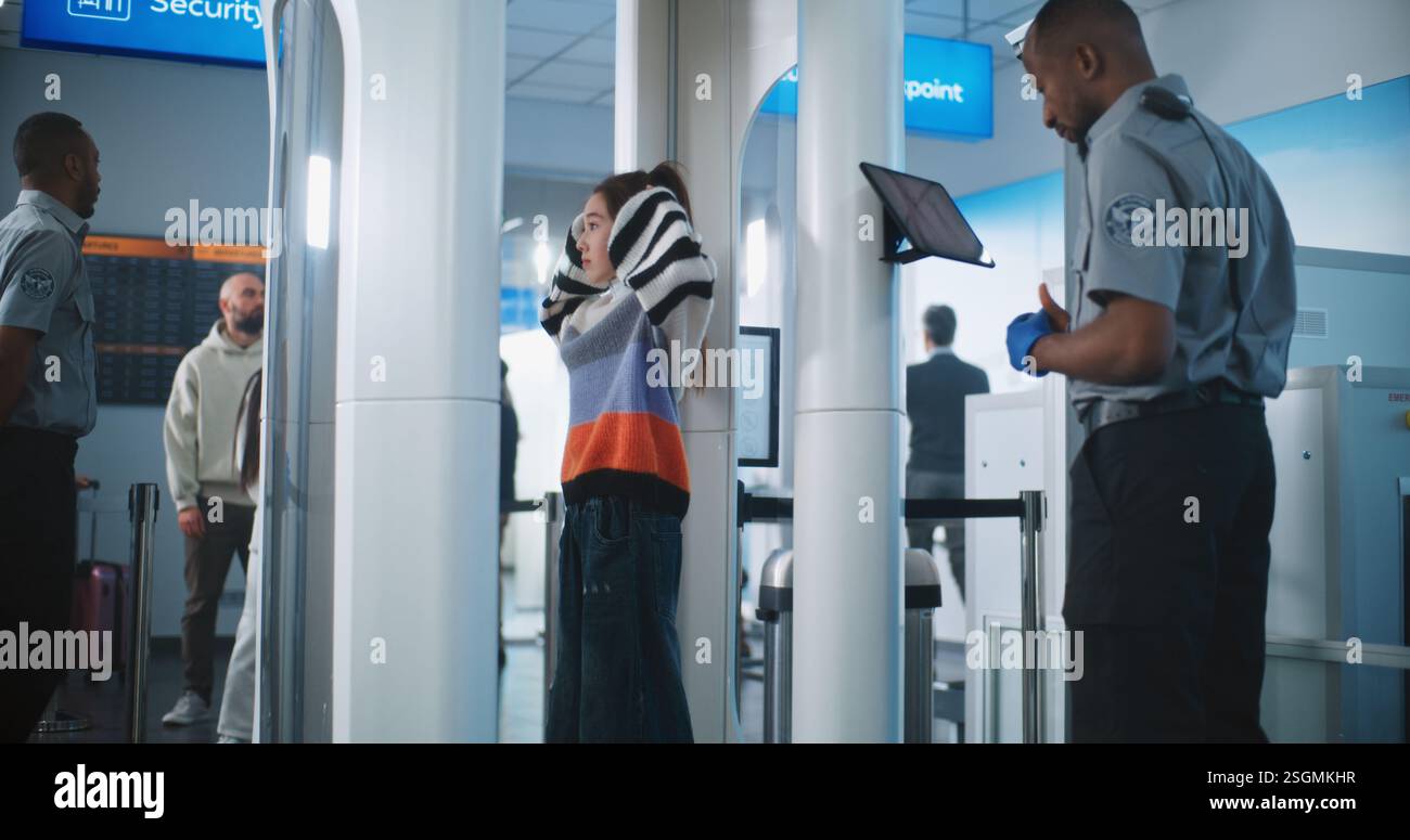 TSA Security Checkpoint in Airport: Multiethnic Teens Passing Through ...