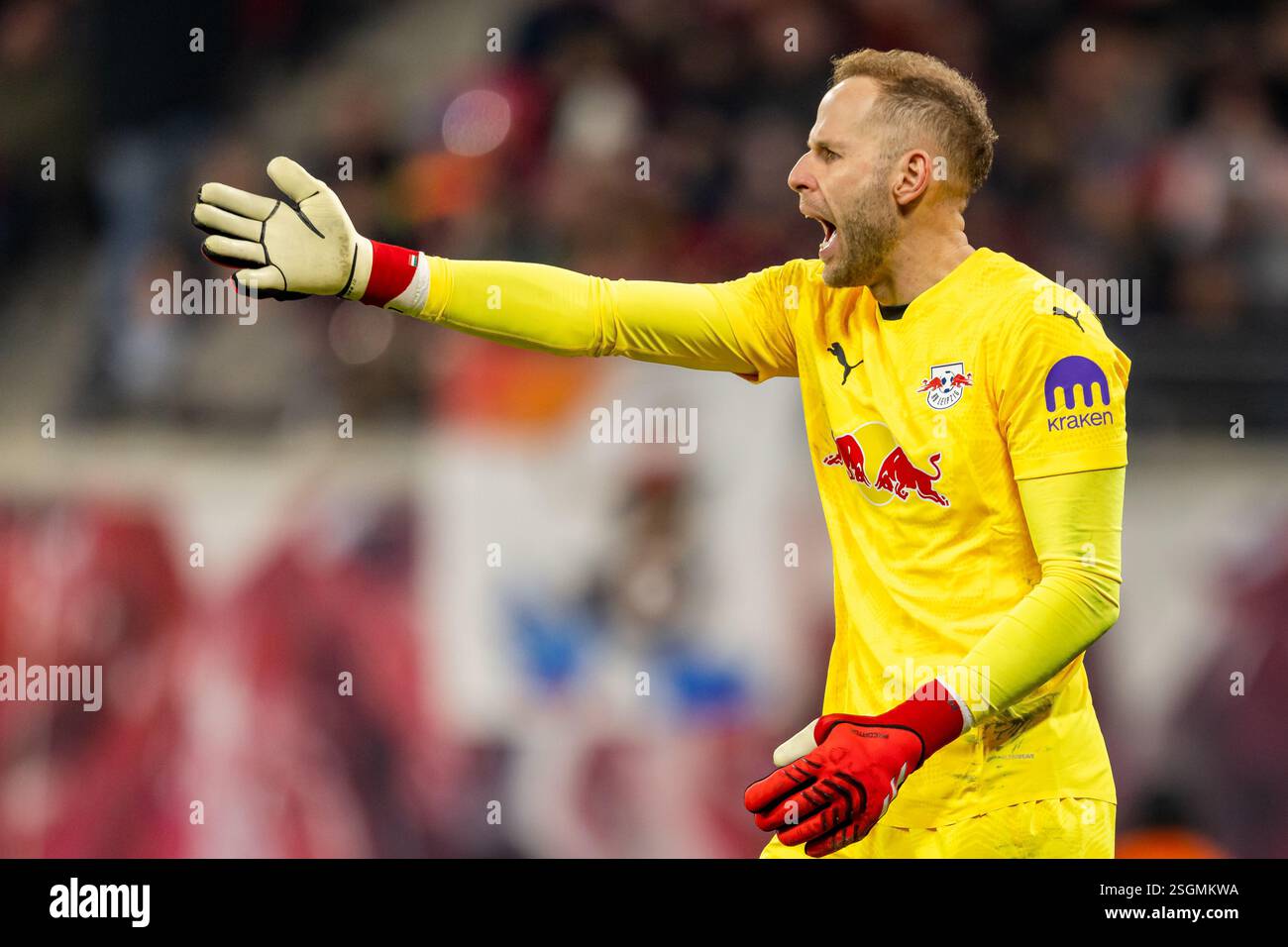 Leipzig, Germany. 09th Feb, 2025. Goalkeeper Peter Gulacsi of RB ...