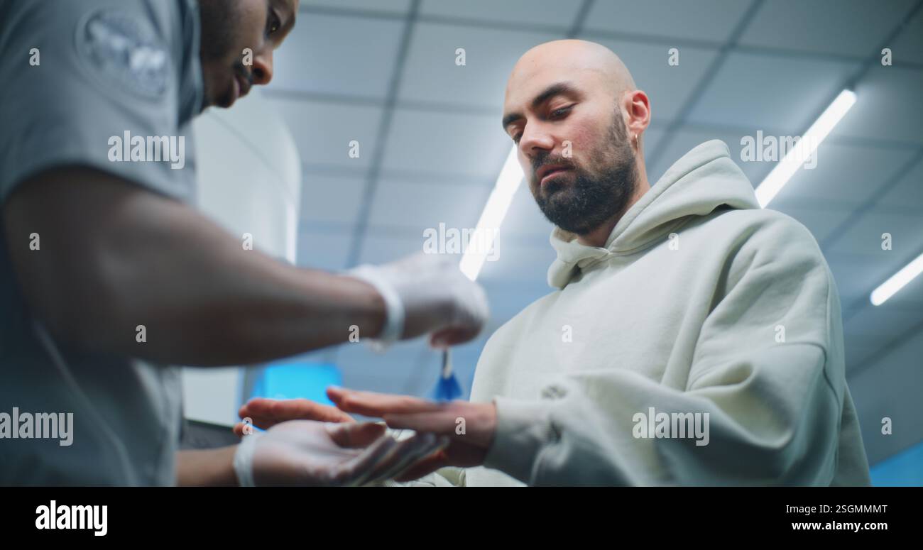 Airport Terminal: African American Security Officer Conducts TSA Hand ...