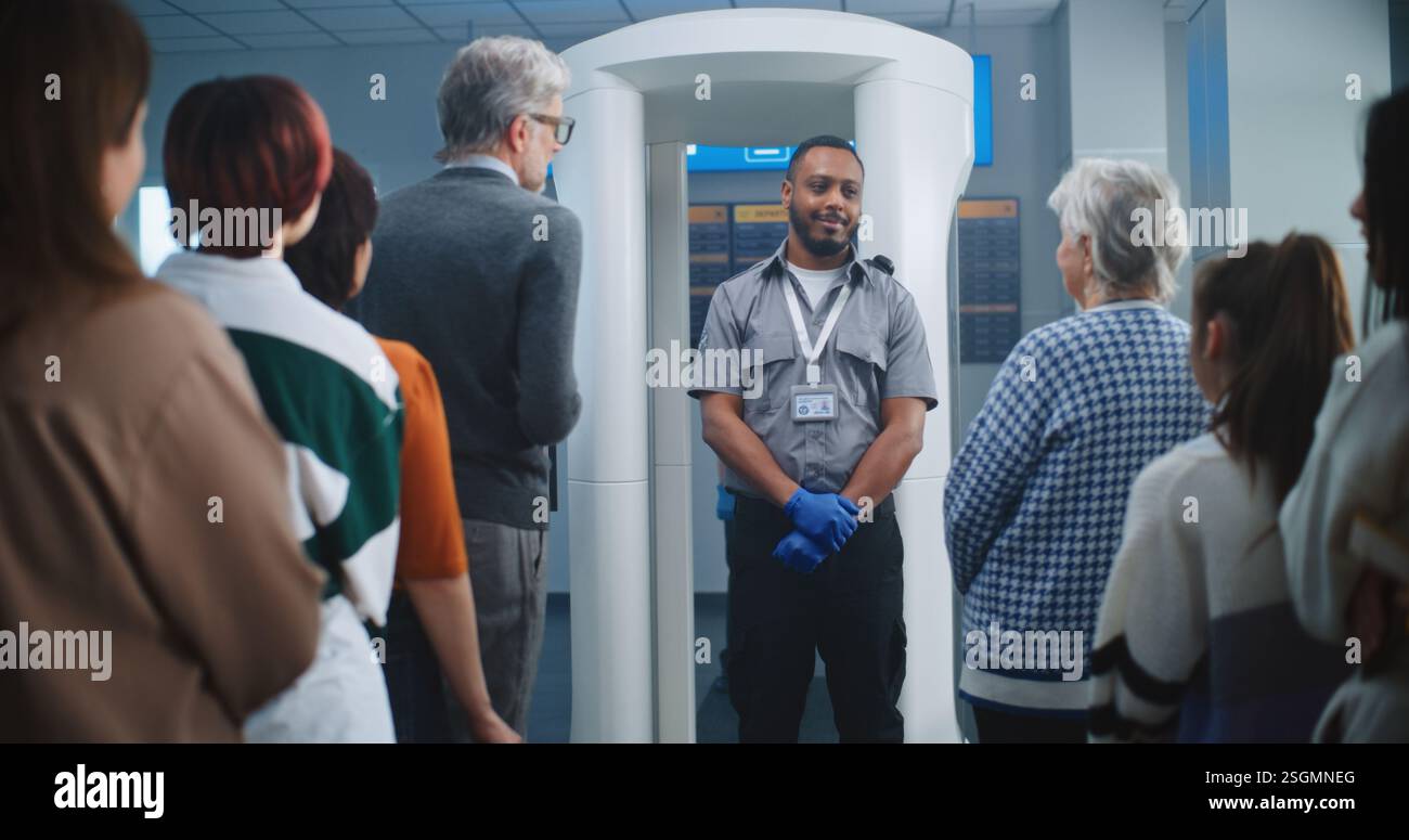 Airport Security Checkpoint: African American Security Officer ...