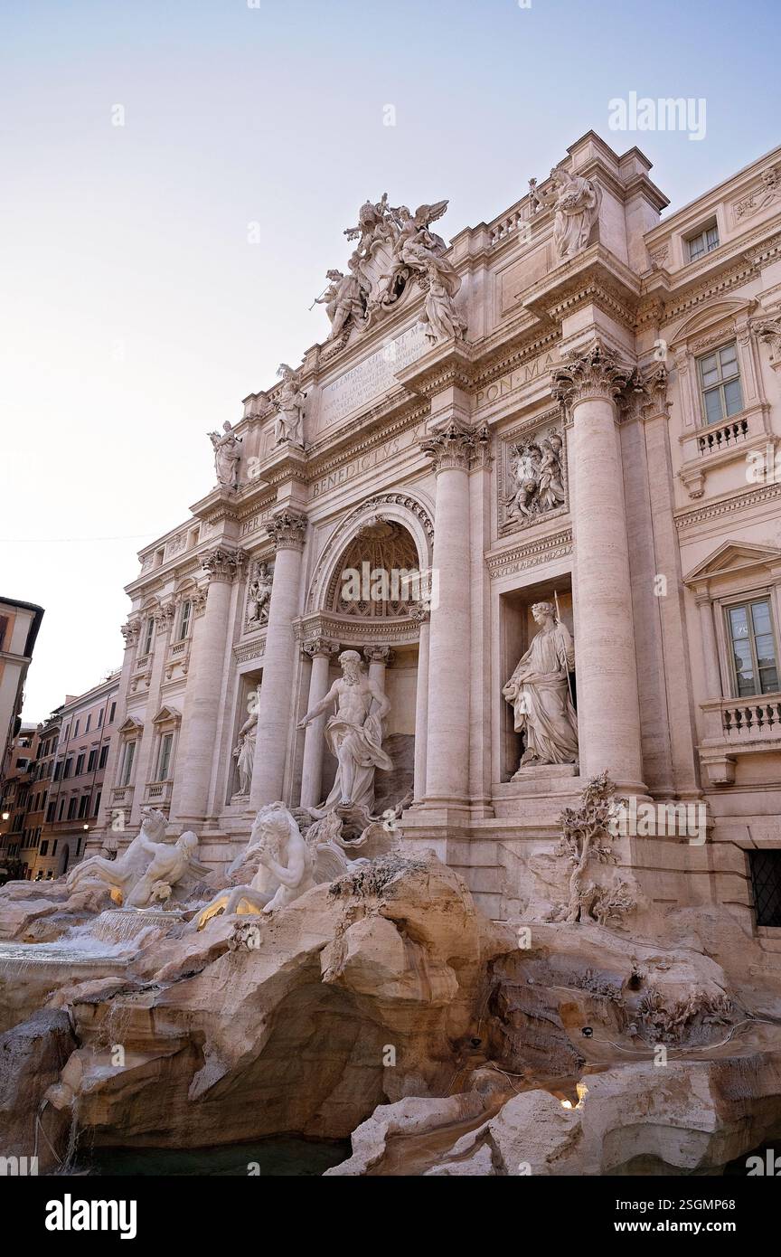 Trevi Fountain with detailed sculptures and architecture Stock Photo ...