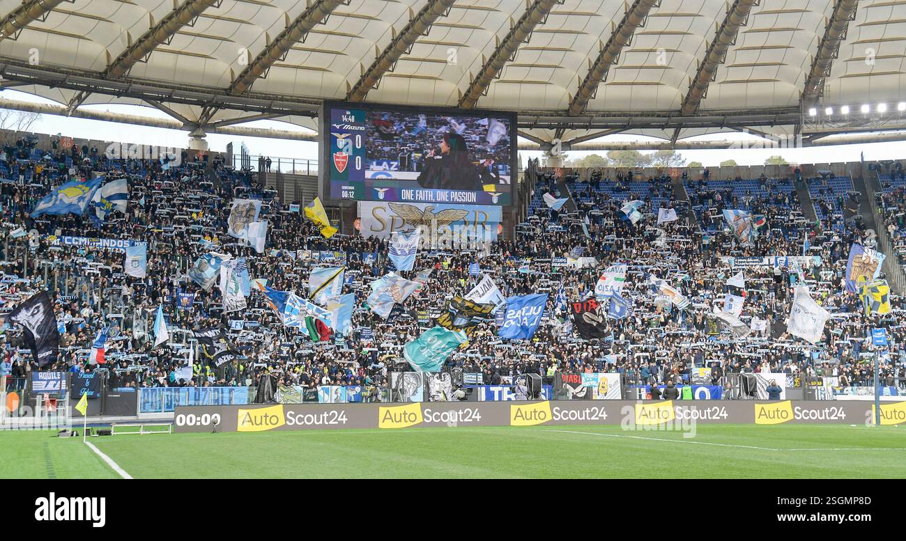 Roma, Italia. 09th Feb, 2025. SS Lazio supporter Curva Nord during the ...