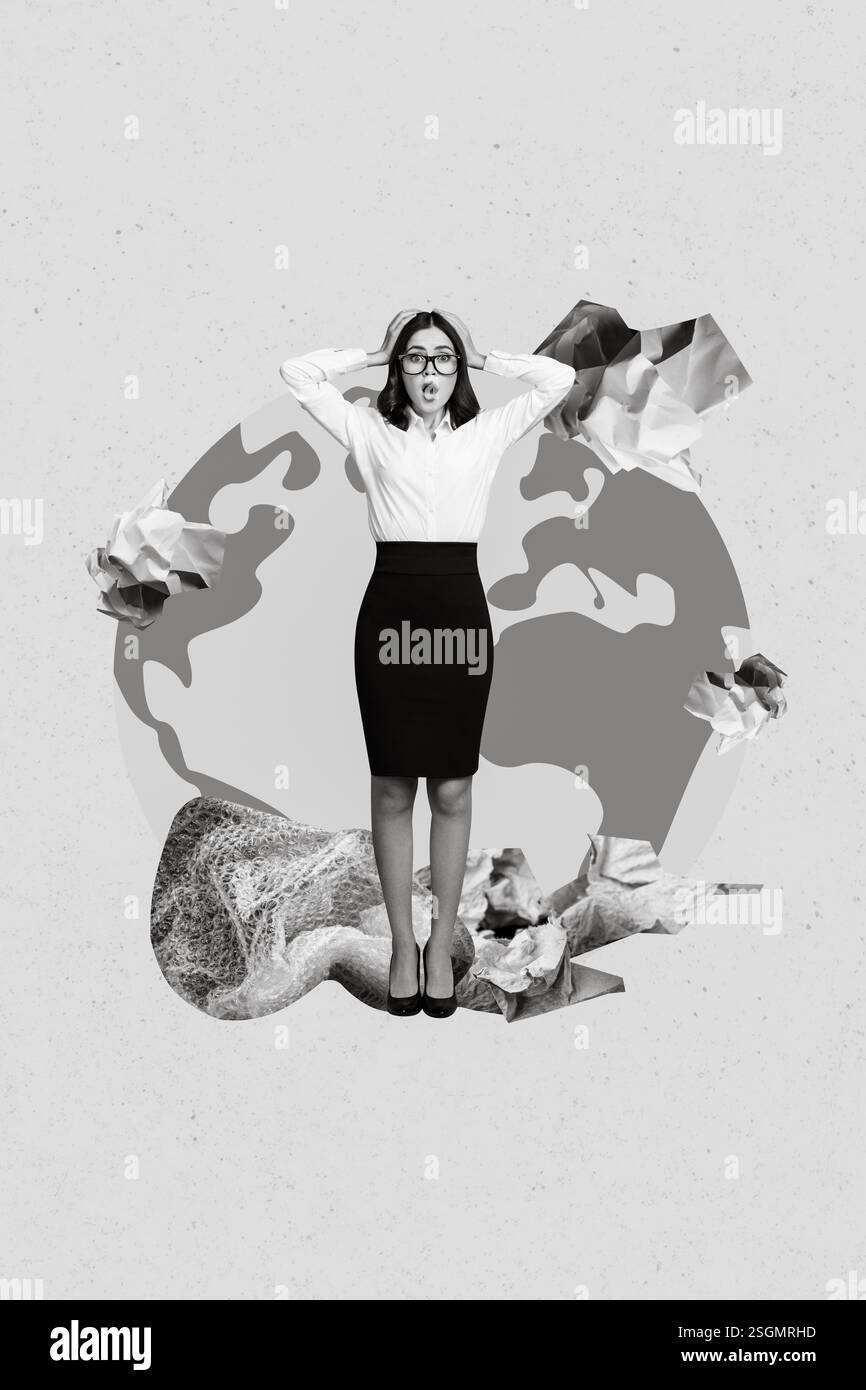Creative photo 3d collage artwork postcard poster picture of worried ...