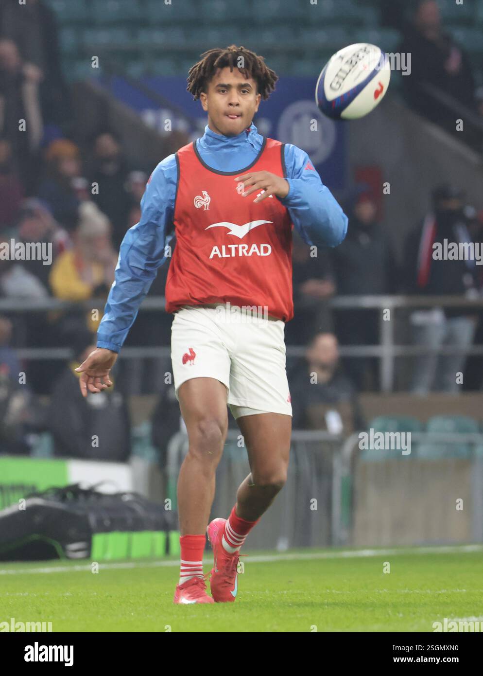 London, UK. 08th Feb, 2025. Theo Attissogbe of France in warm up during ...
