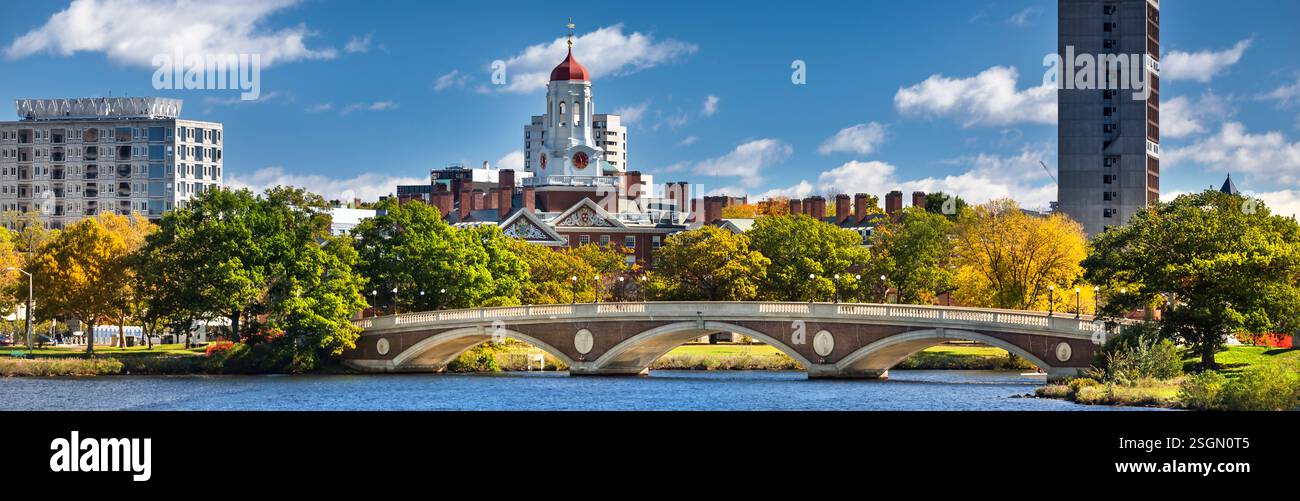 The dome of Harvard University's Dunster House and John W. Weeks Bridge ...