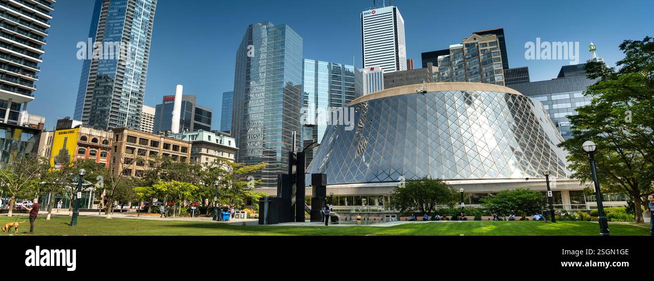 Toronto Ontario city skyline and the Roy Thomson Hall concert venue ...
