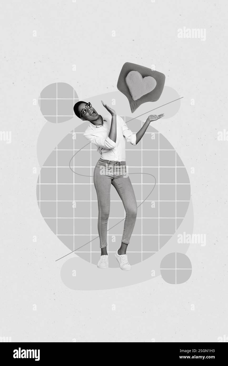 Photo 3d collage magazine poster postcard picture of funky girlfriend ...