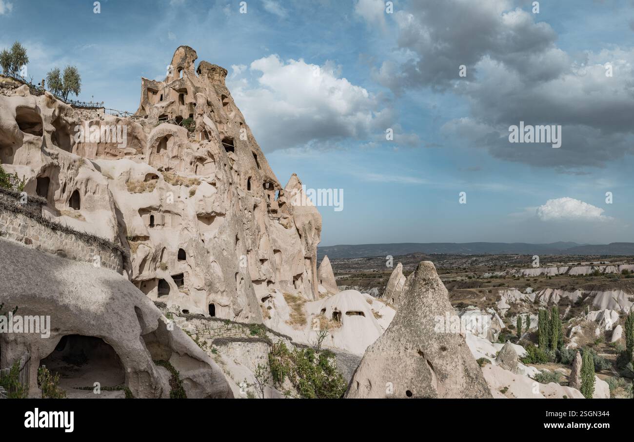 Uchisar natural rock castle and town in Cappadocia, Central Anatolia ...