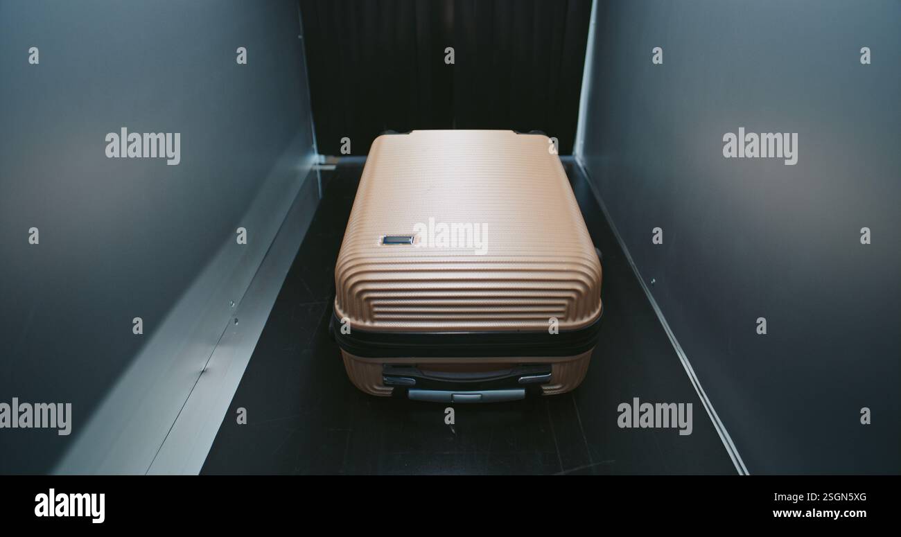 Security Checkpoint in Modern Airport Terminal: Suitcase of Passenger ...