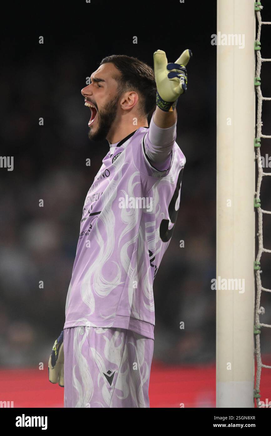 Naples, Italy. 9th Feb, 2025. Răzvan Sava of Udinese Calcio gestures ...