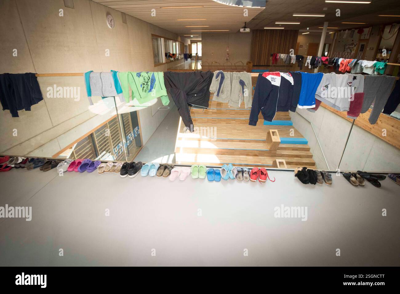 laundry drying outside on a clothesline, freshly washed and cleaned ...