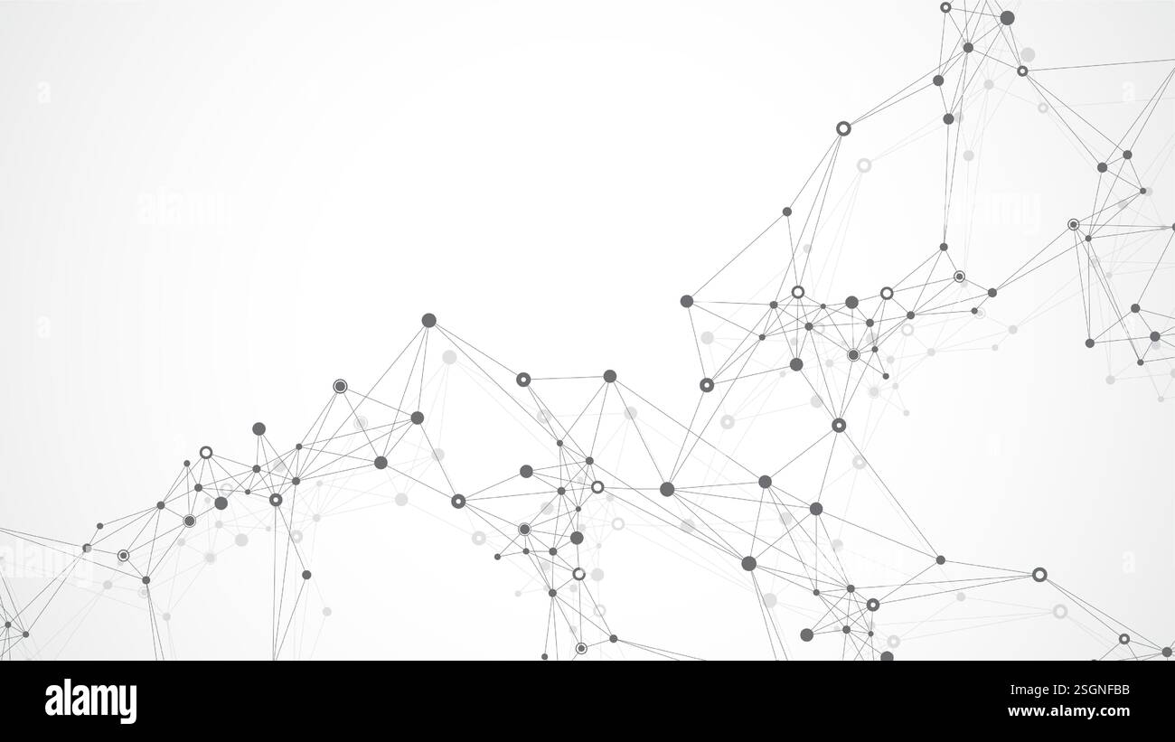 Abstract Dynamic Motion Lines And Dots Connection Background With Plexus Effect Digital