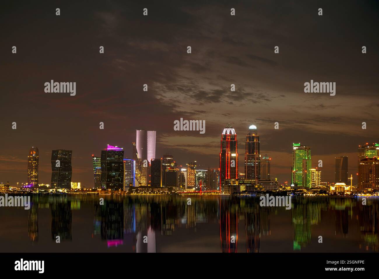 Lusail, Qatar - November 07, 2024: Lusail Skyline night view from Mina ...
