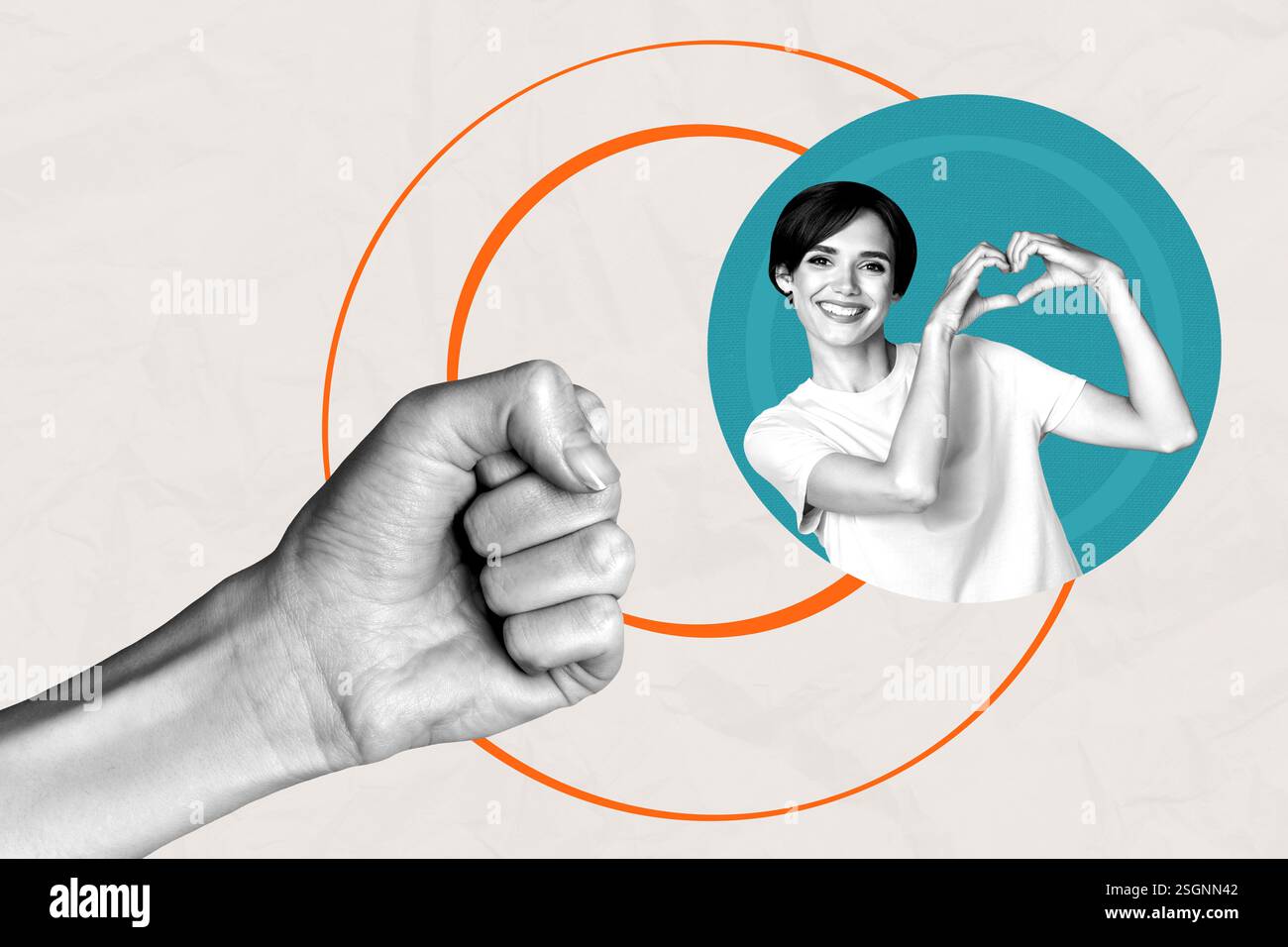 Creative artwork template sketch image collage of young lady smile ...