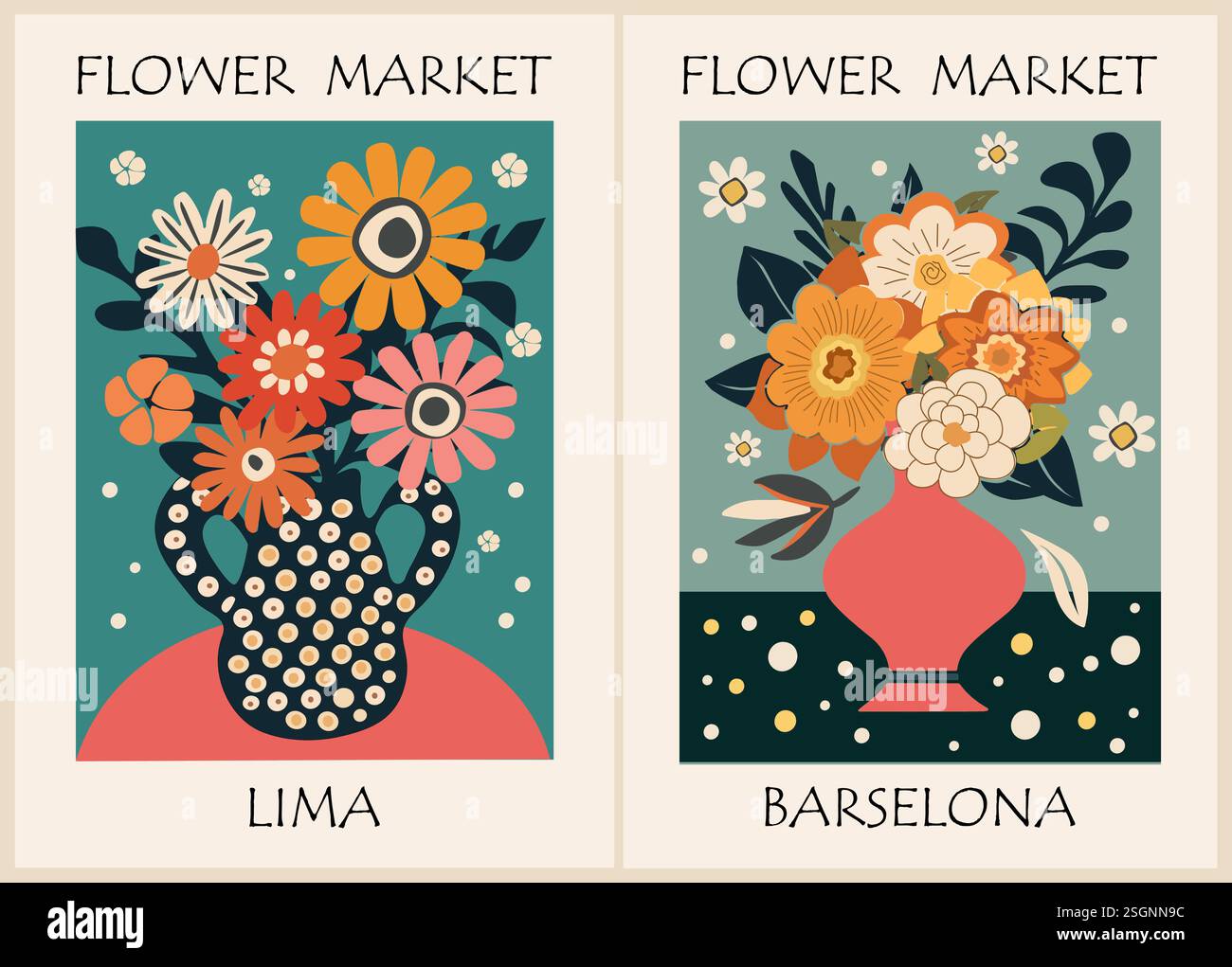 Set of abstract flower posters vector art Stock Vector Image & Art - Alamy